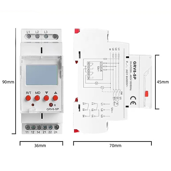 Under/Over Voltage Monitoring Relay, LCD, 3 phase 3-wire/4-wire | ATO.com