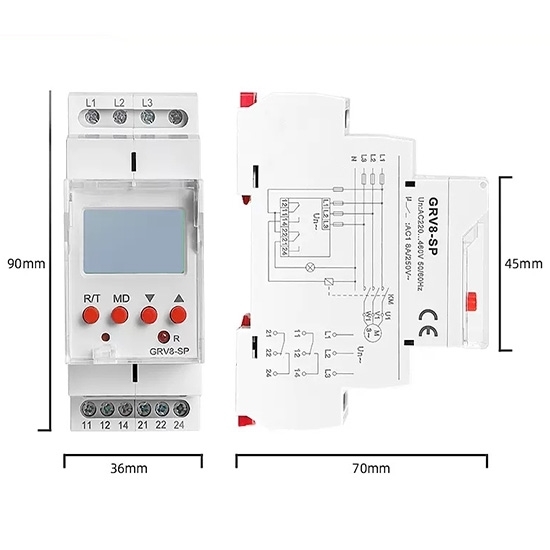 Under/Over Voltage Monitoring Relay, LCD, 3 phase 3-wire/4-wire | ATO.com
